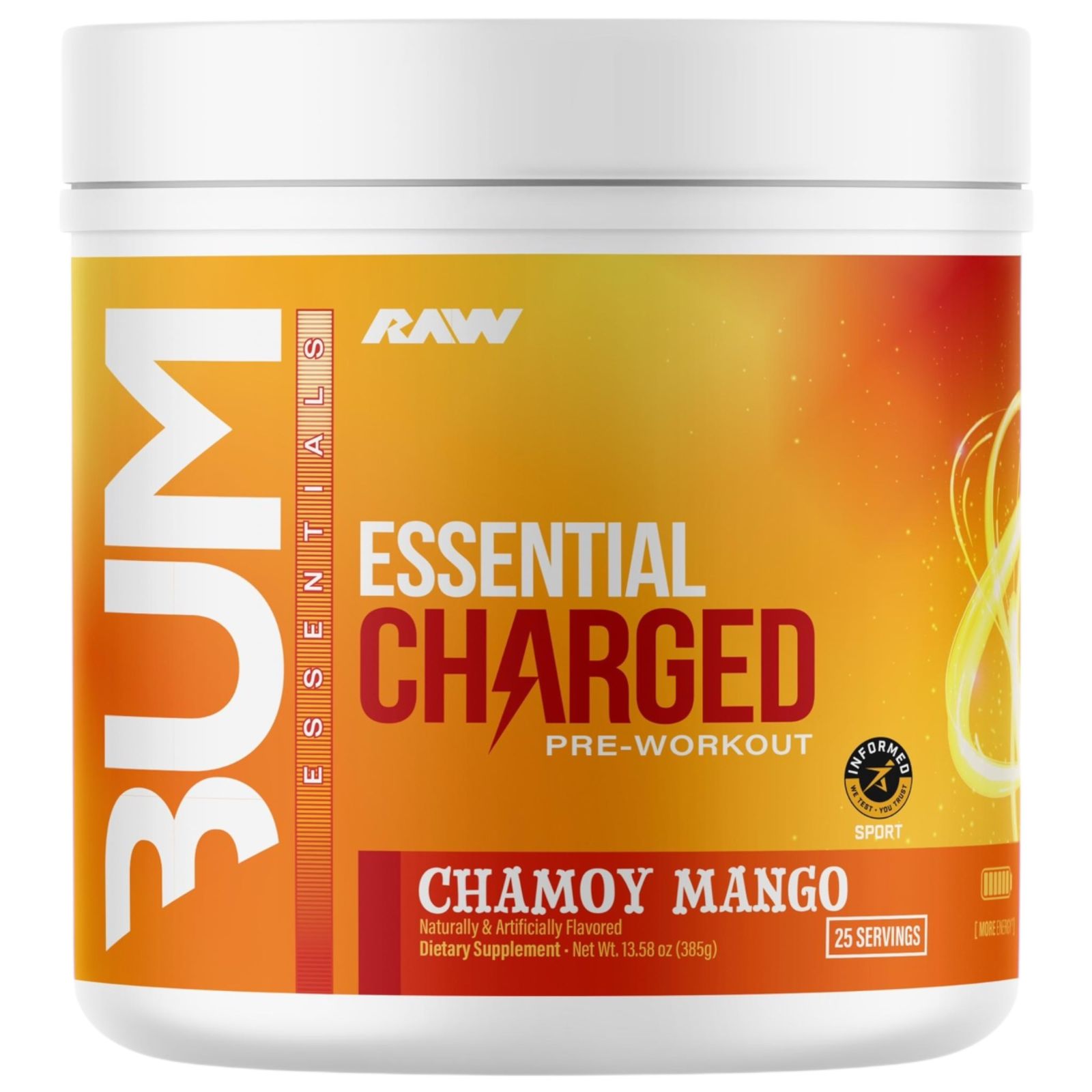 Raw Nutrition Bum Essential Charged 25 Servicios – Suplementos Alex MX
